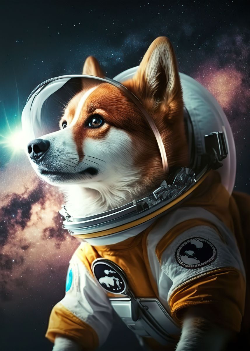 'Astronaut Dog' Poster, picture, metal print, paint by Ahmet Thorpe ...