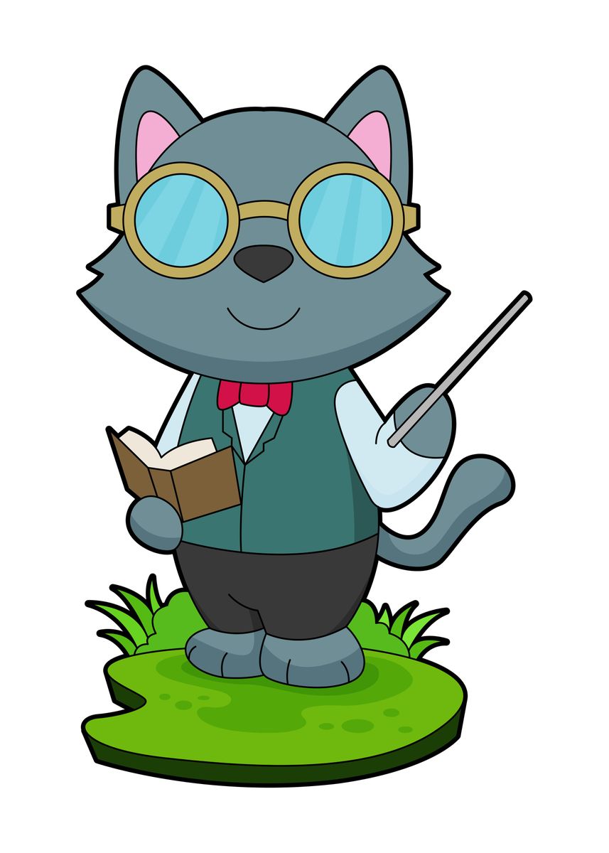 'Cat Teacher Book' Poster, picture, metal print, paint by Markus ...