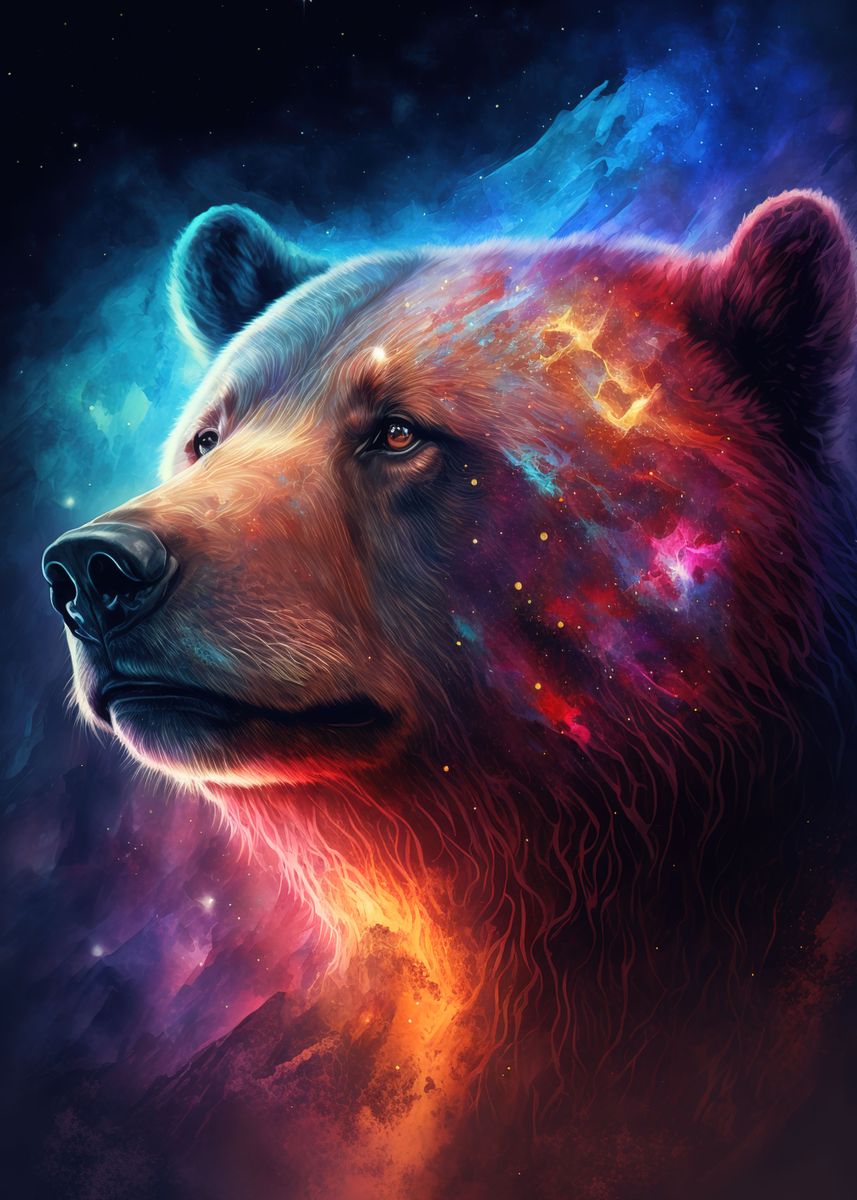 'bear galaxy' Poster by Silhouette Anime Art | Displate