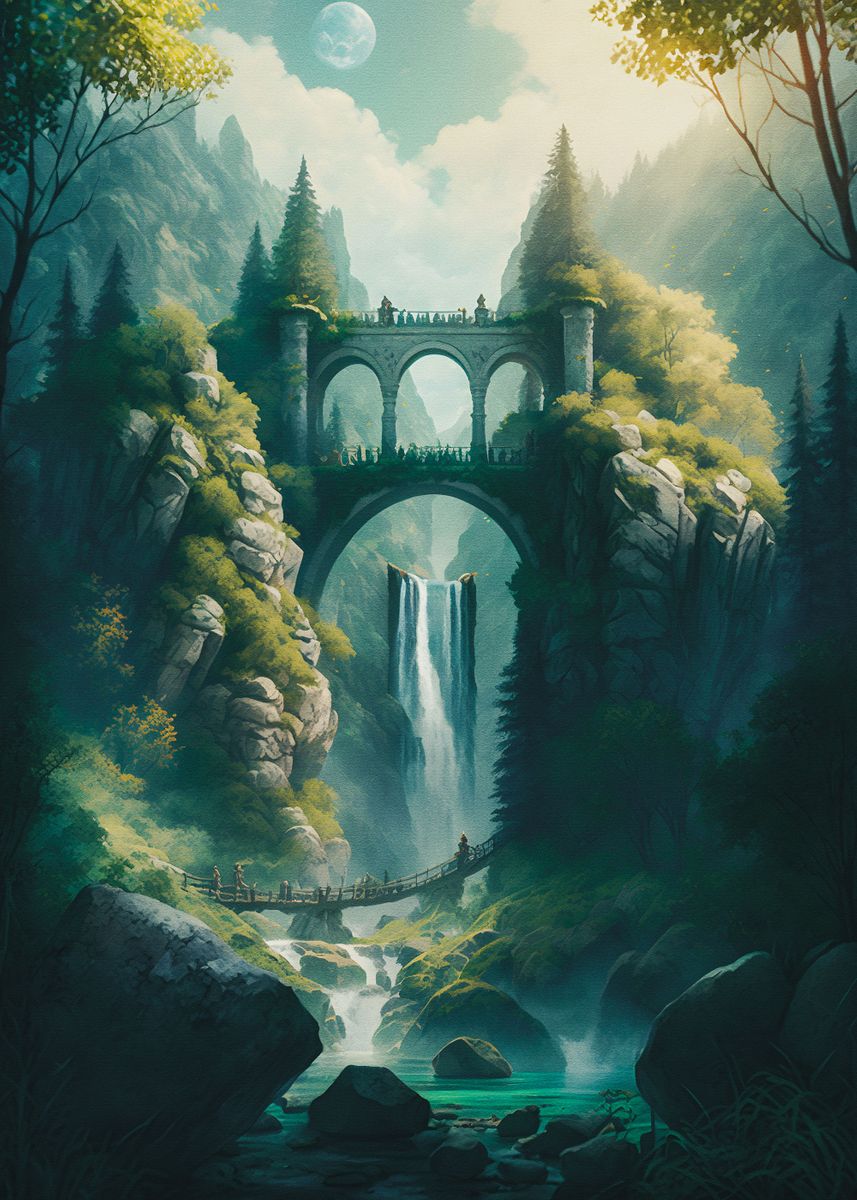 'castle in the forest' Poster, picture, metal print, paint by Muhammad Irsan | Displate