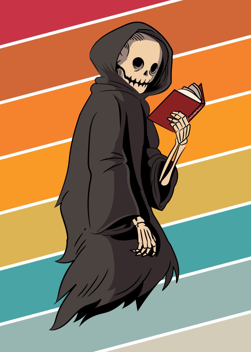 'Grim Reaper Reader' Poster, picture, metal print, paint by NIZAM KHAN | Displate