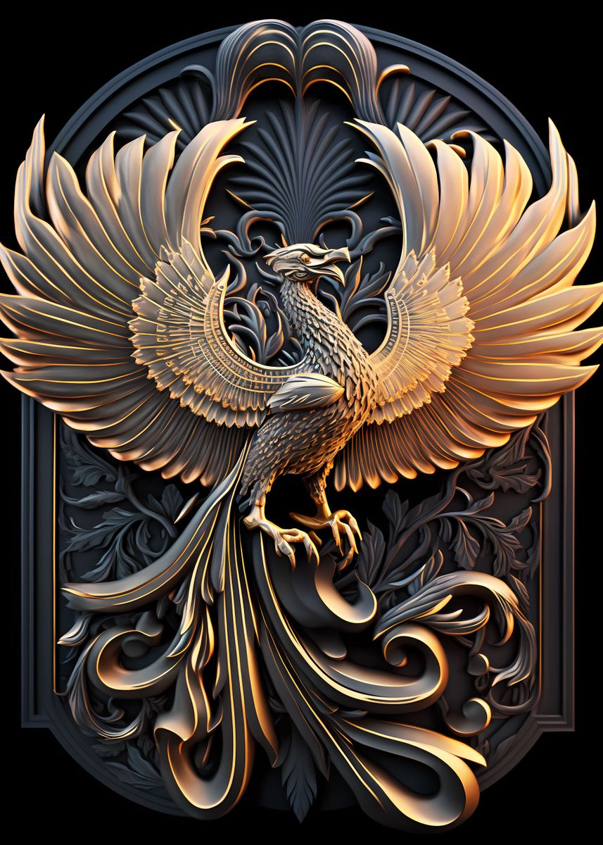 'King Phoenix Art Deco' Poster, picture, metal print, paint by Luong ...