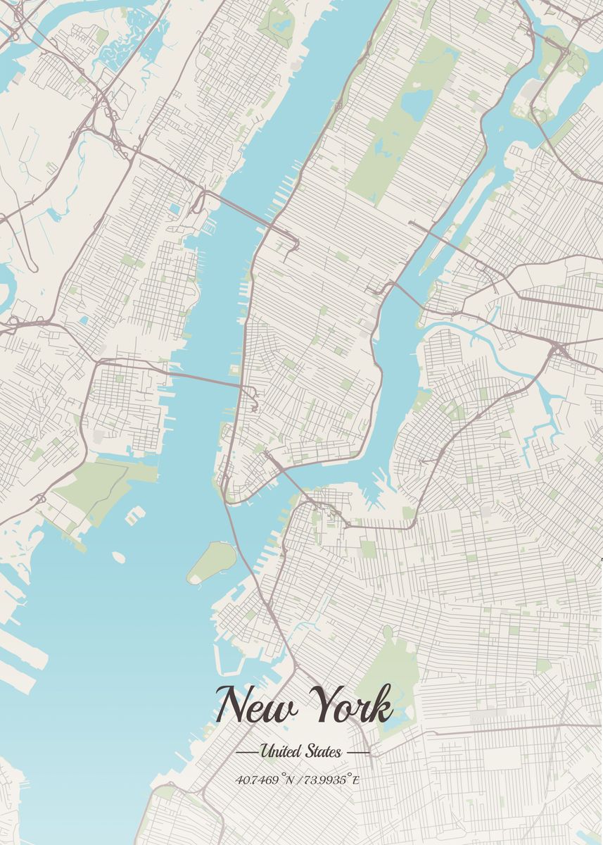 'New York street map ' Poster, picture, metal print, paint by Christian ...