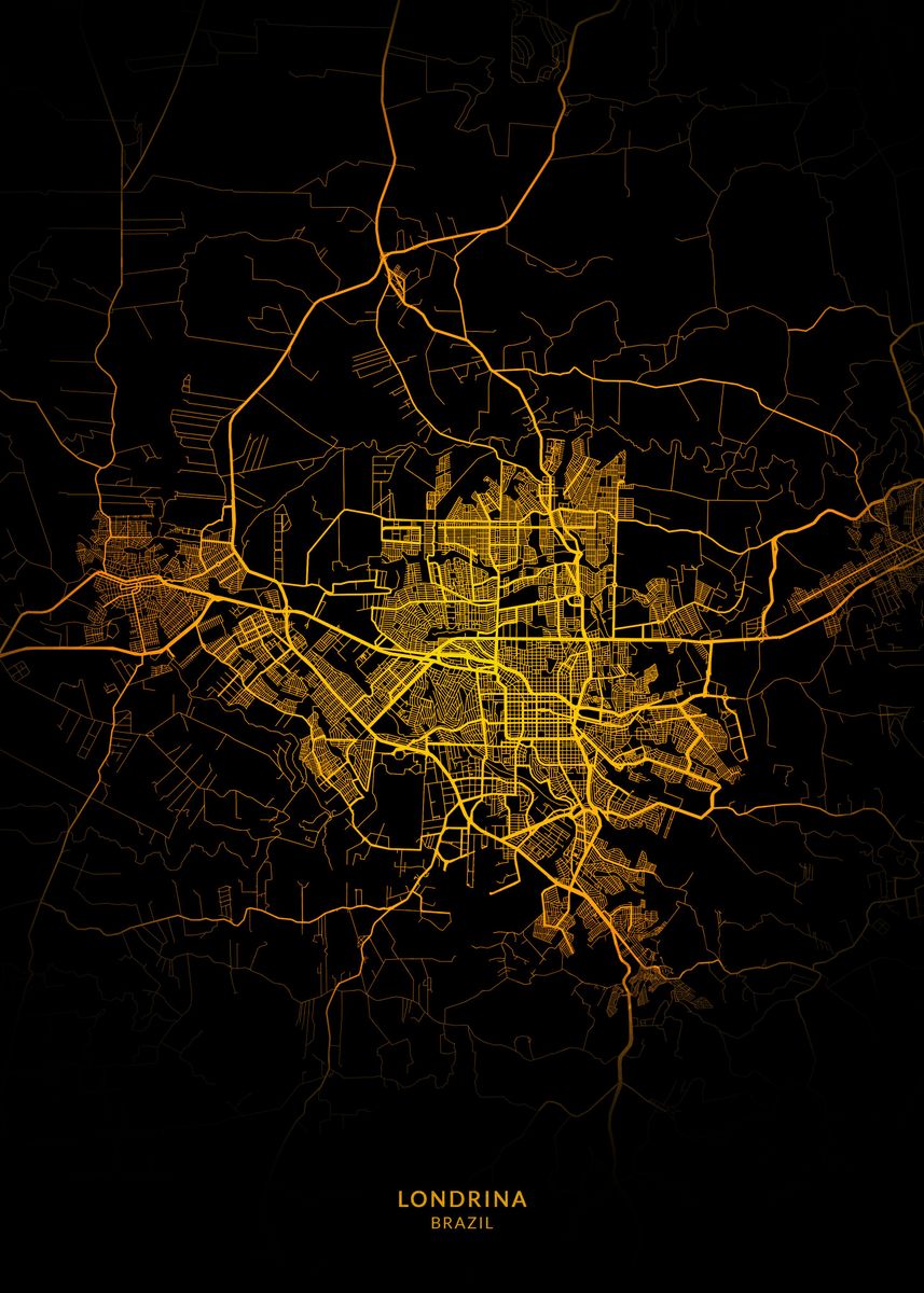 'Londrina City Map Gold' Poster by Trulaf Design | Displate