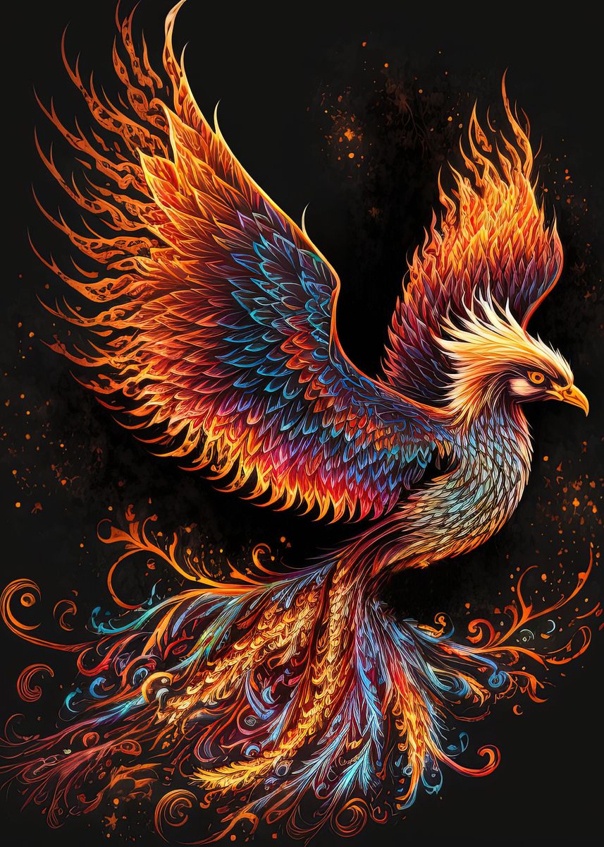 'Phoenix Bird ' Poster, picture, metal print, paint by Bailey DHeath ...