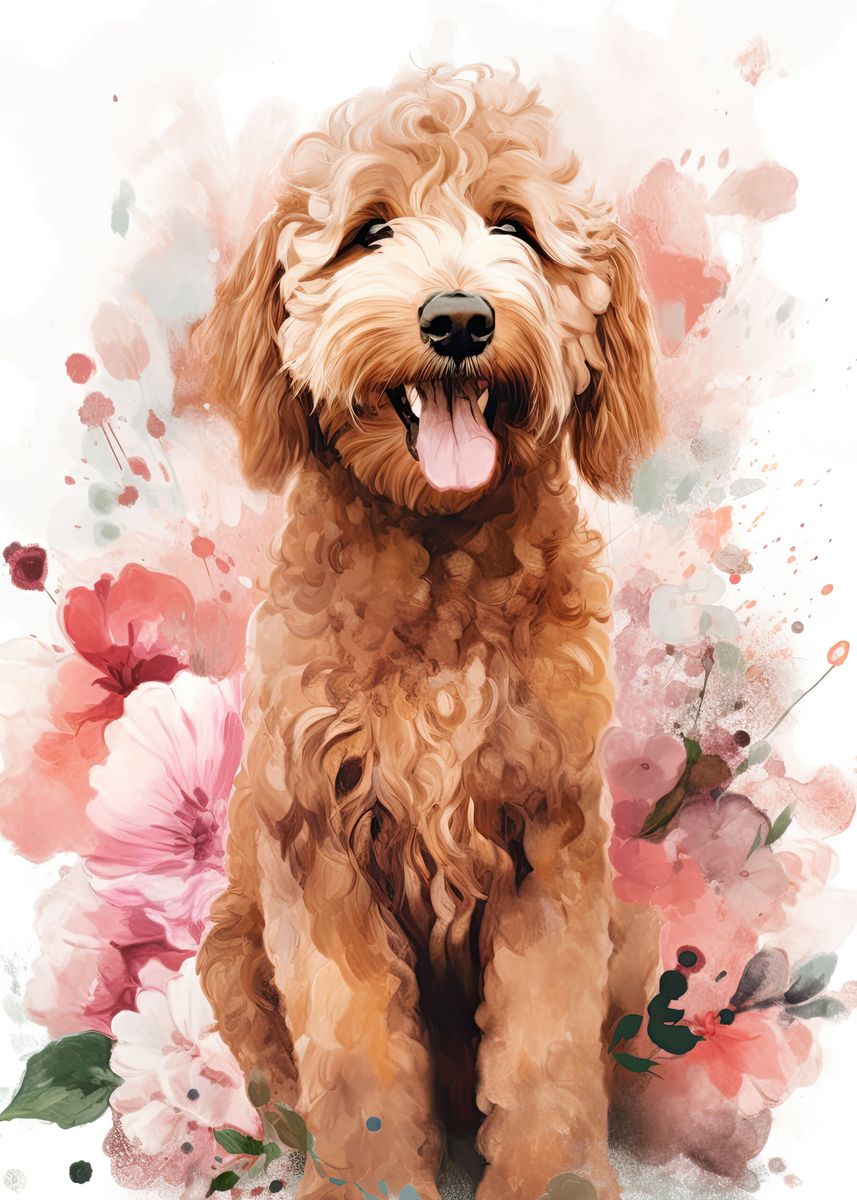 'Goldendoodle Watercolor' Poster, picture, metal print, paint by PetPrints | Displate