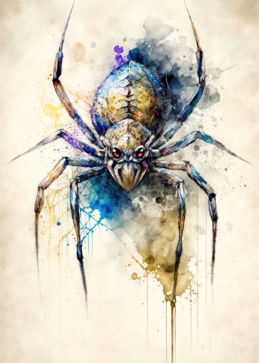 'Spider Watercolor Design' Poster, picture, metal print, paint by Usama ...