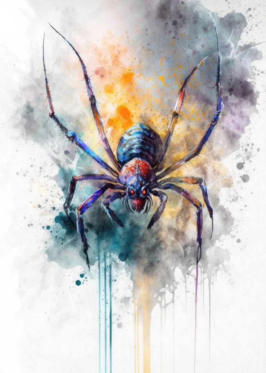 'Spider Watercolor Design' Poster, picture, metal print, paint by Usama ...