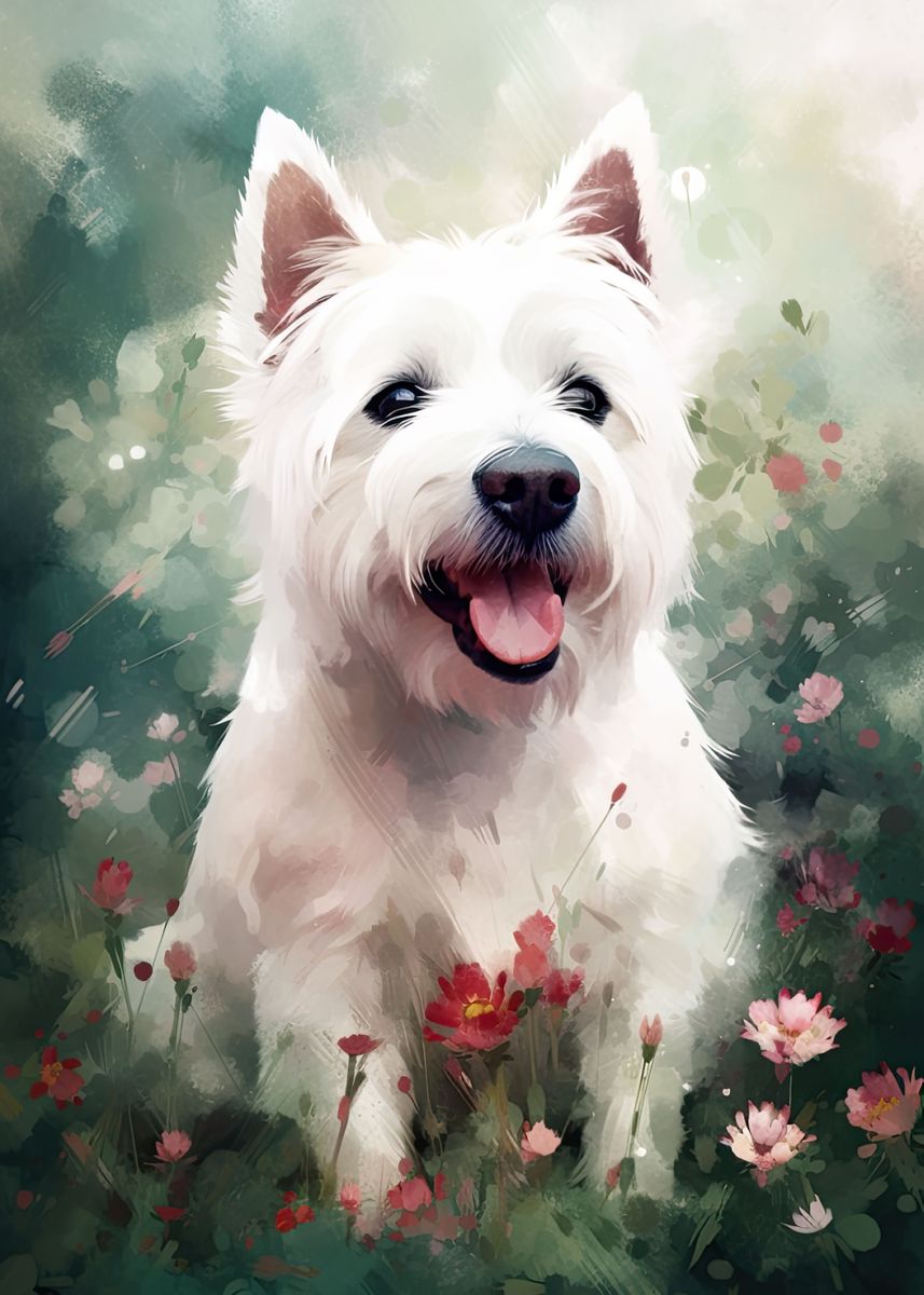 'Westie Dog Watercolor ' Poster, picture, metal print, paint by PetPrints | Displate