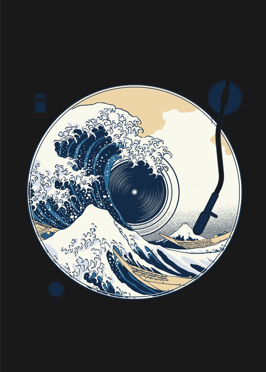 'Funny Recordplayer Wave' Poster, picture, metal print, paint by Andrea ...
