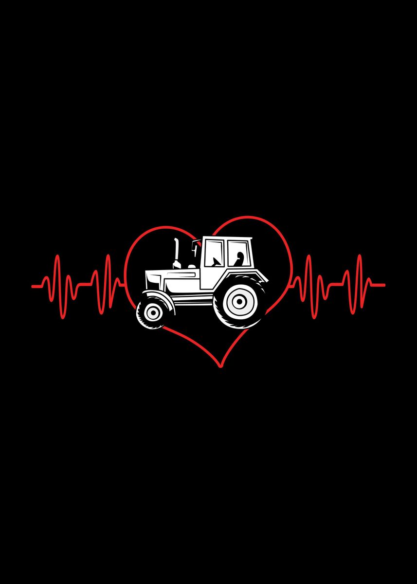 'Tractor Heartbeat' Poster, picture, metal print, paint by FunnyGifts ...