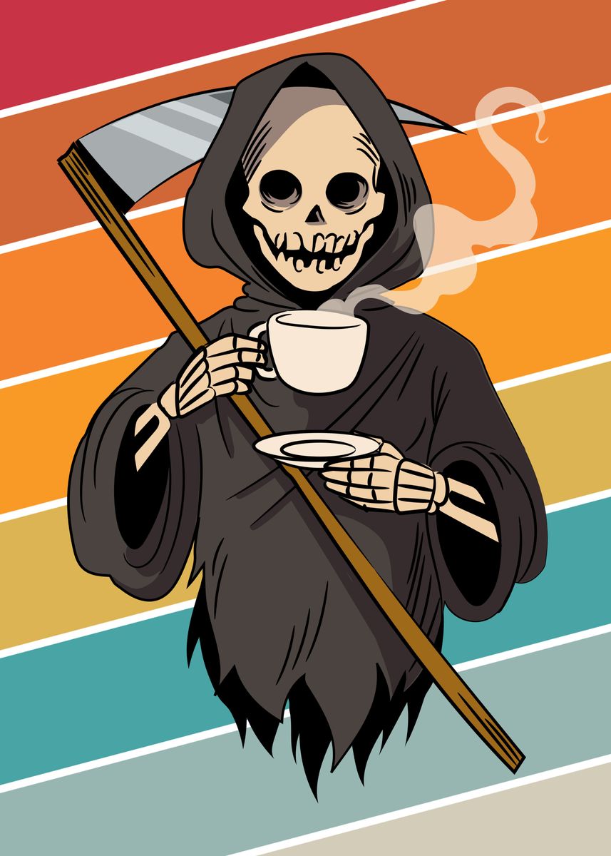 'Coffee Death' Poster, picture, metal print, paint by NIZAM KHAN | Displate