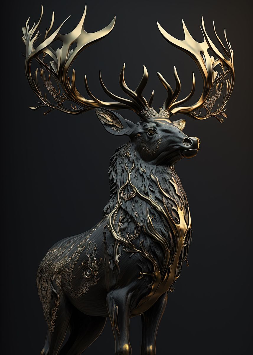 'King Deer' Poster, picture, metal print, paint by Zake Yonkou | Displate