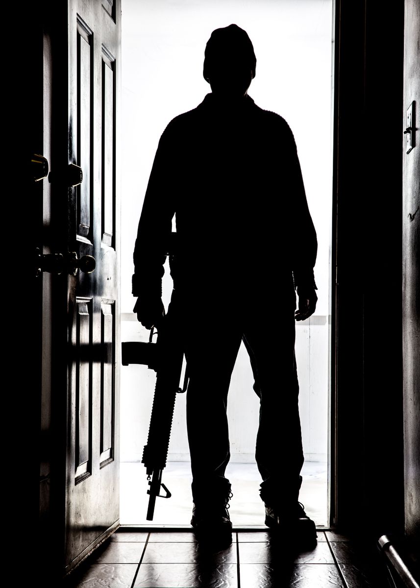 'Intruder with shotgun' Poster, picture, metal print, paint by Bruce ...