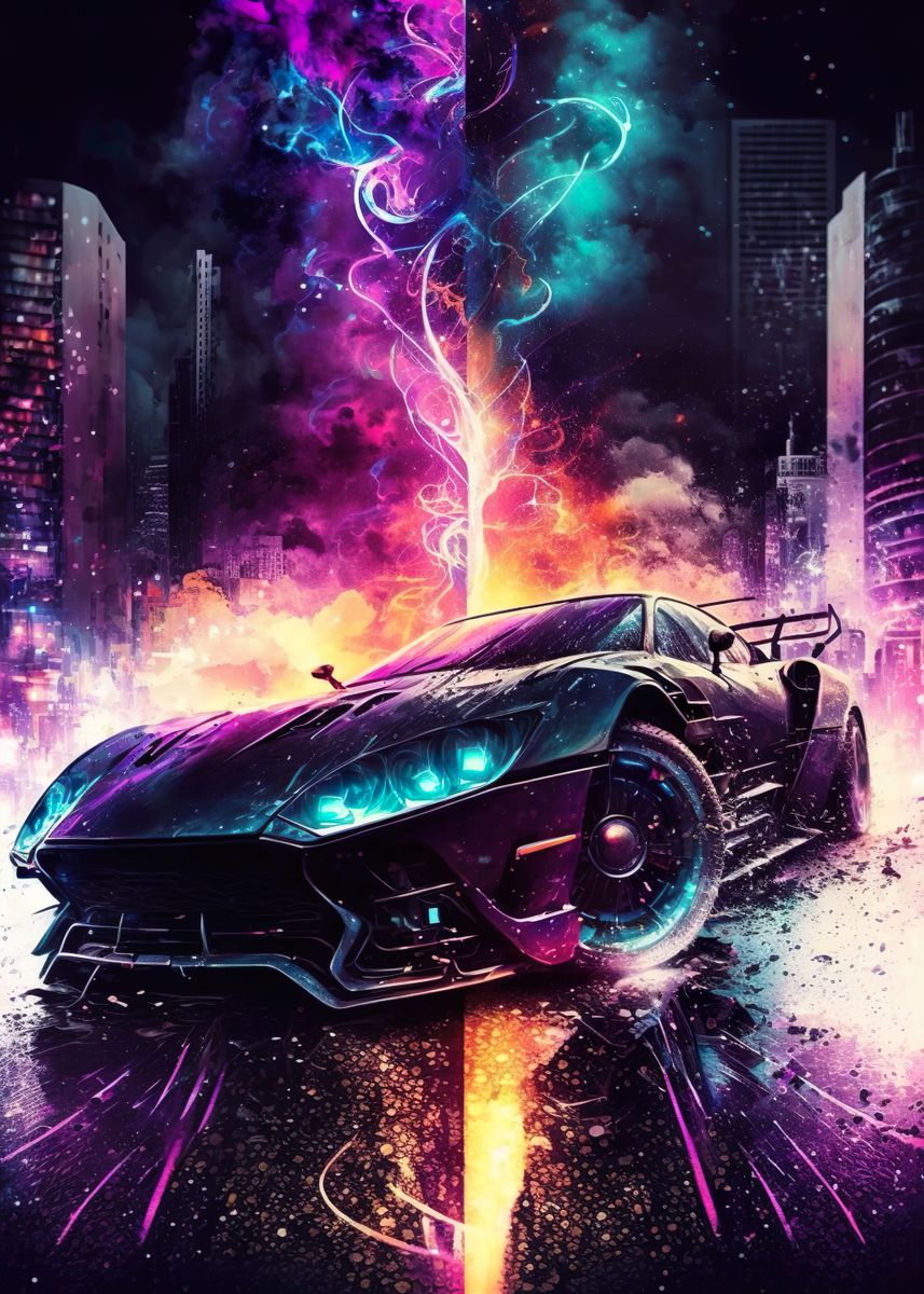 'Abstract Sports Car' Poster, picture, metal print, paint by ...