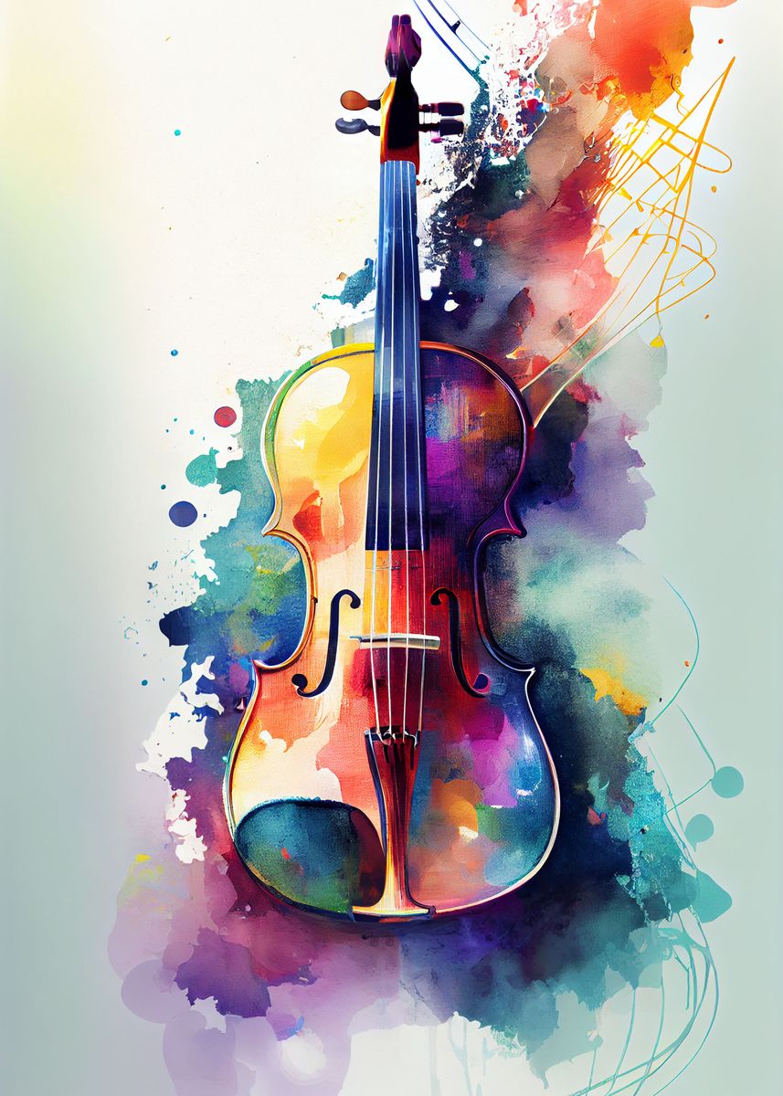 'Violin Instrument' Poster, picture, metal print, paint by DecoyDesign ...