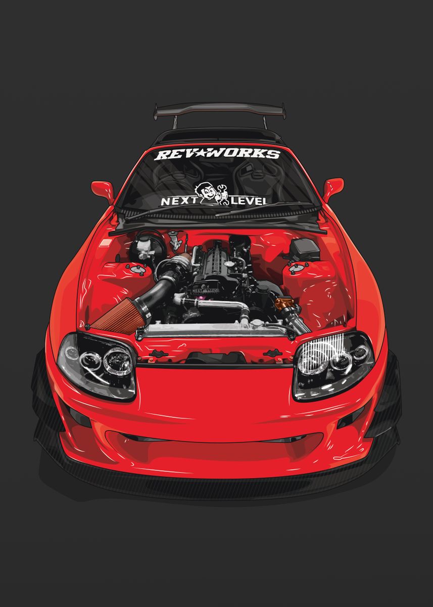 'Toyota Supra MK4 RevWorks' Poster, picture, metal print, paint by ...