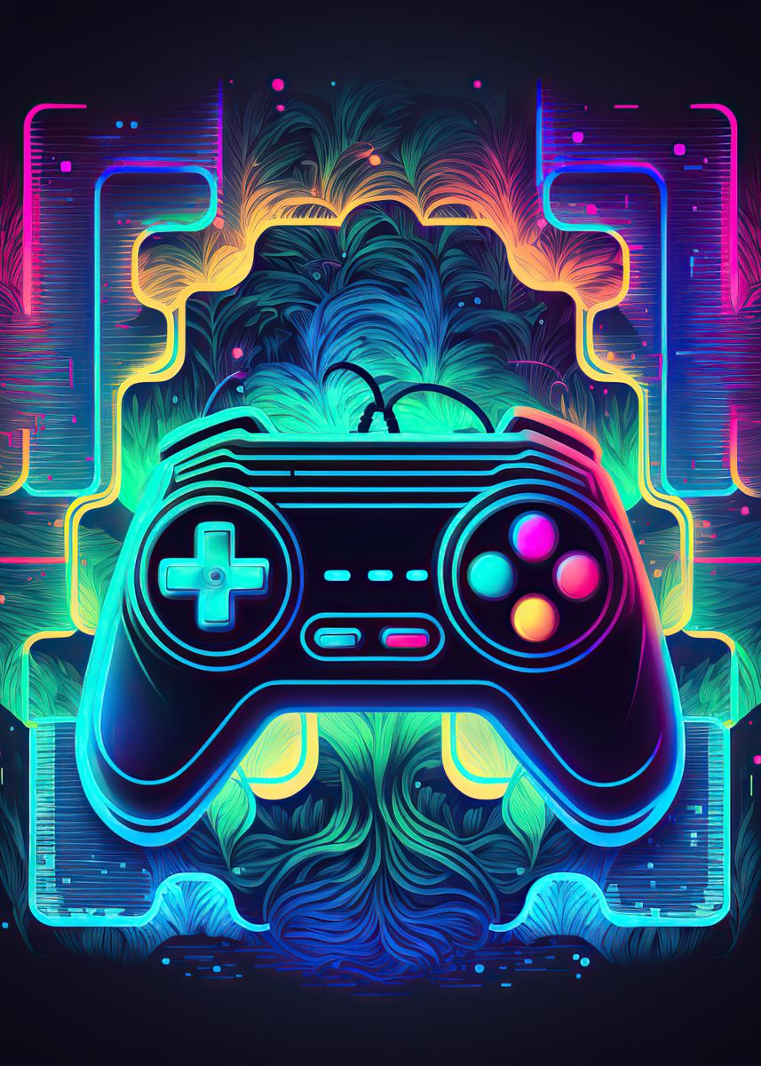 'Neon game' Poster, picture, metal print, paint by Anime Poster | Displate
