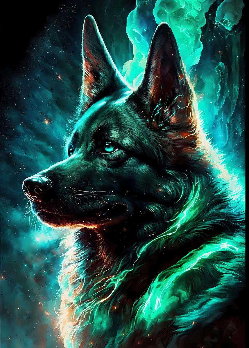 'German Shepherd Dog Mythic' Poster, picture, metal print, paint by ...