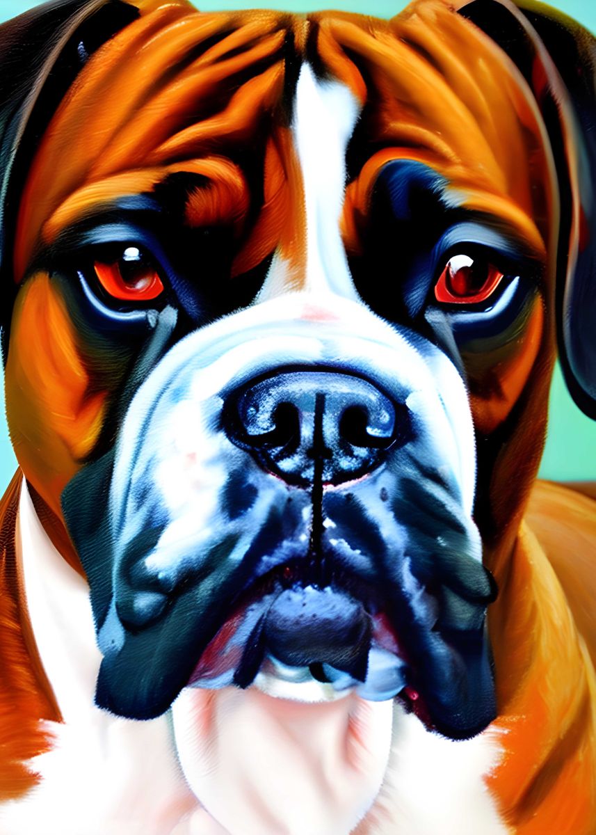'Boxer dog with red eyes' Poster, picture, metal print, paint by ...