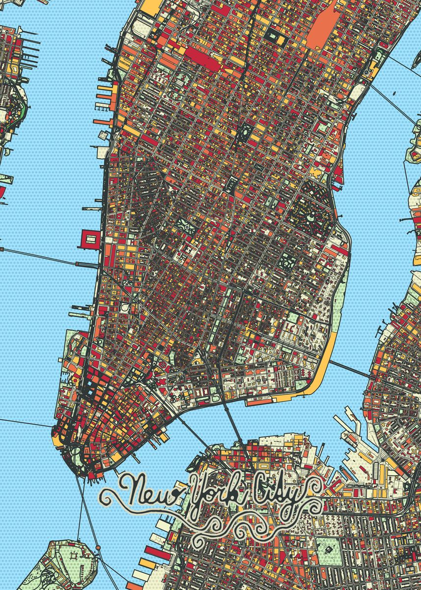 'New York City Street Map' Poster, picture, metal print, paint by ...