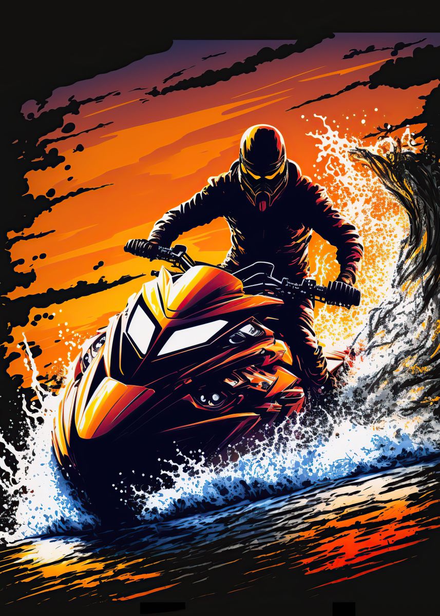 'Jetski ' Poster, picture, metal print, paint by Childs Space | Displate