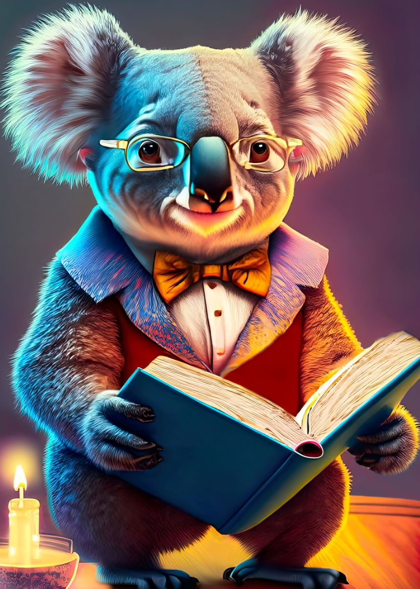 'Professor Koala' Poster, picture, metal print, paint by Haru Udu ...