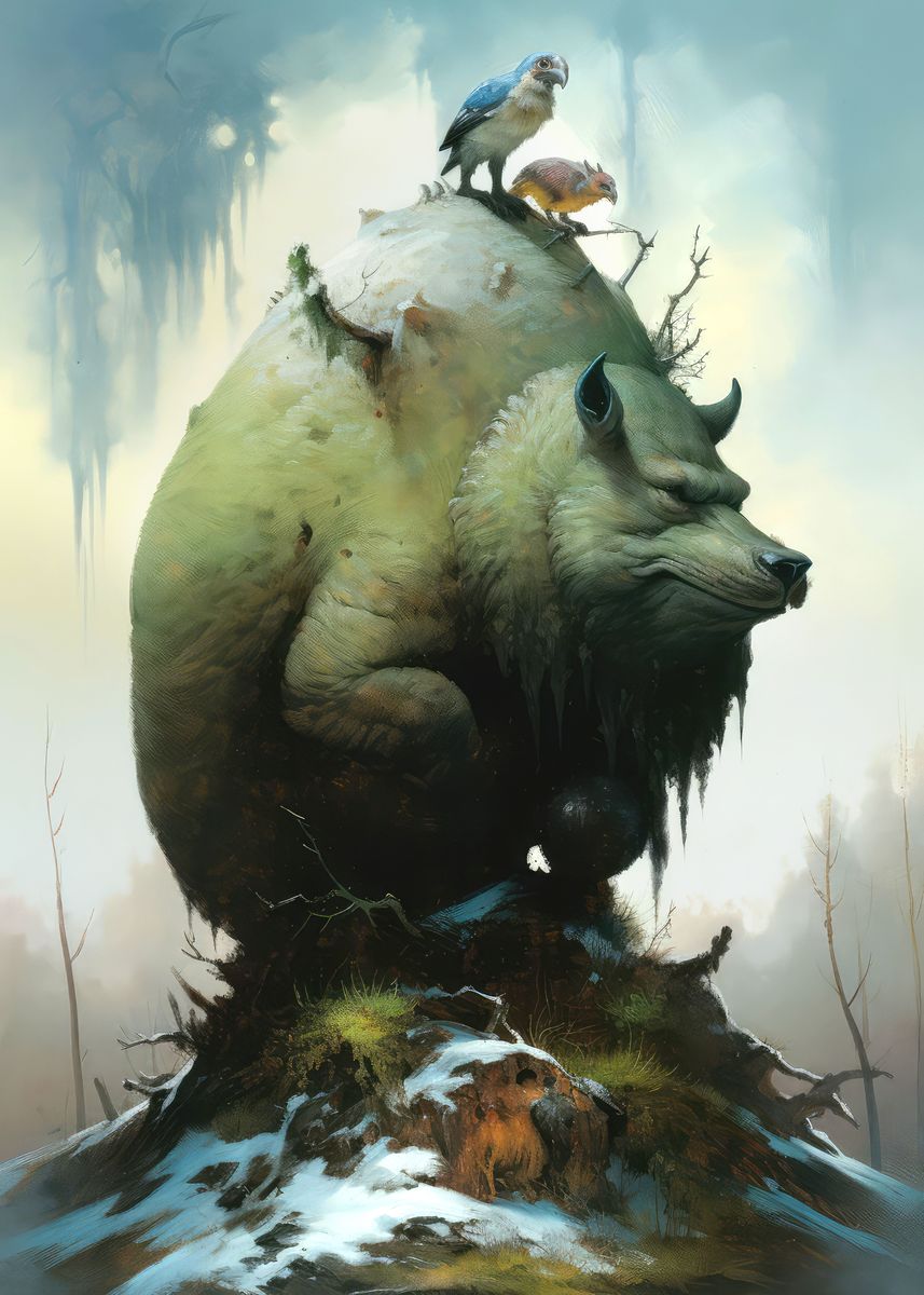 'The Surreal Wolf Rabbit' Poster, picture, metal print, paint by ...