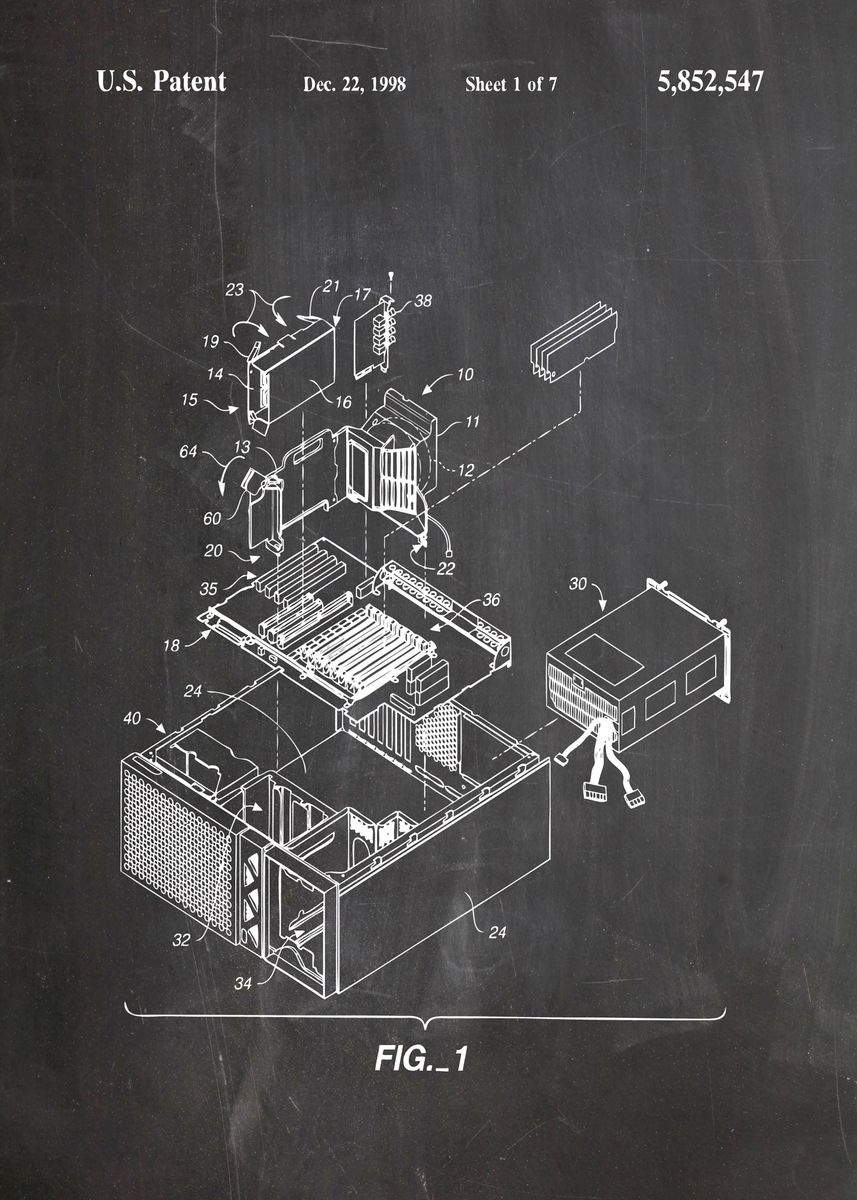 'PC parts patent 1998' Poster, picture, metal print, paint by ...