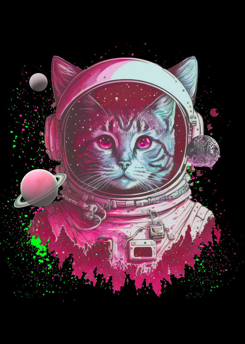 'SPACE CAT' Poster, picture, metal print, paint by Atomic Chinook ...