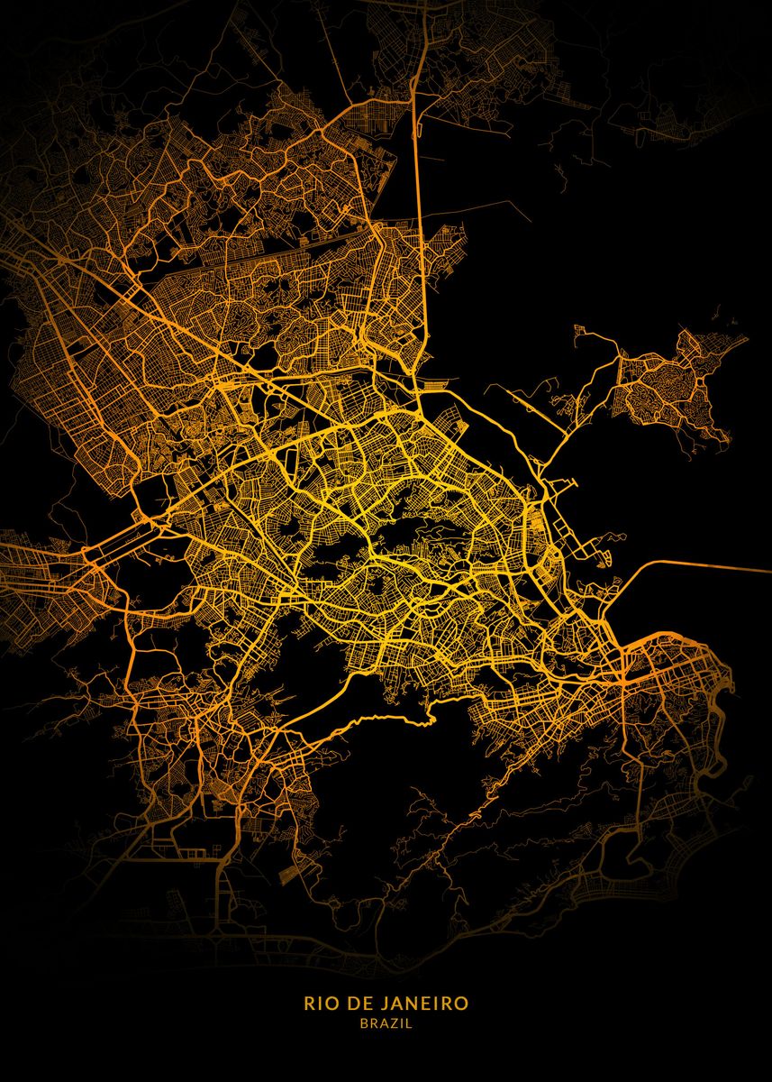 'Rio de Janeiro City Map' Poster, picture, metal print, paint by Trulaf ...