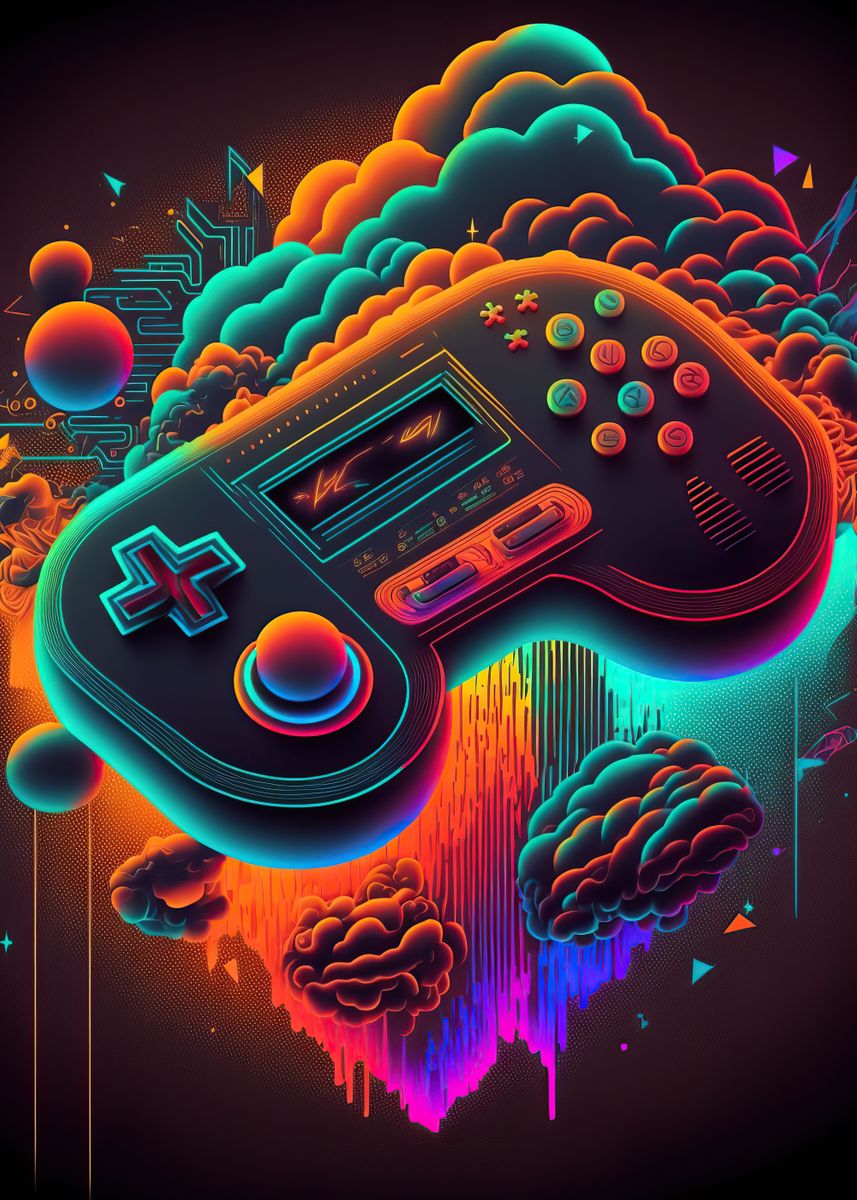 'Neon game' Poster, picture, metal print, paint by Anime Poster | Displate