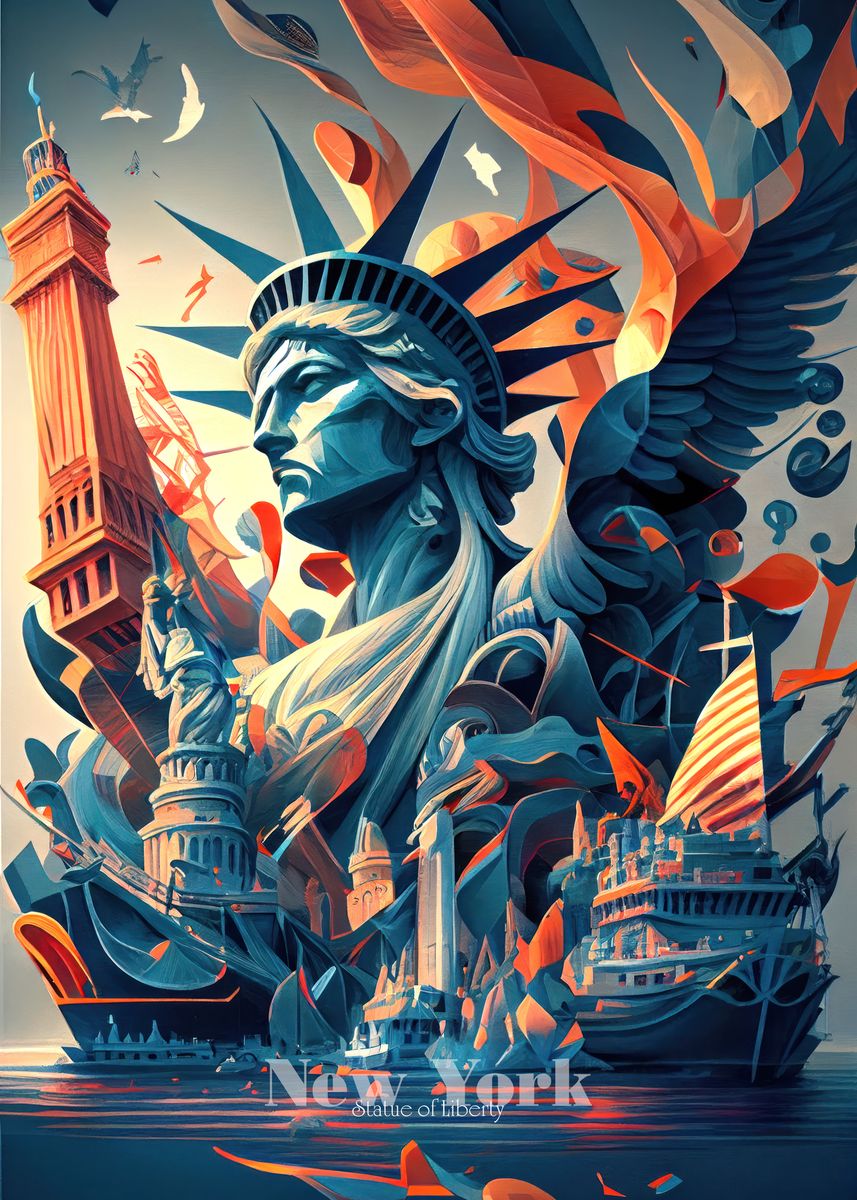 'New York Statue of Liberty' Poster, picture, metal print, paint by ...