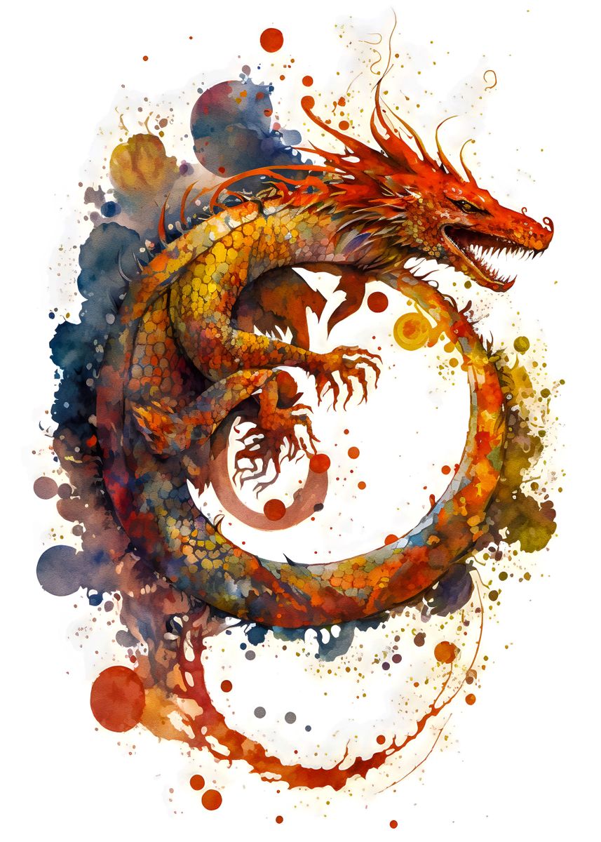 'Dragons' Poster, picture, metal print, paint by Elz art | Displate
