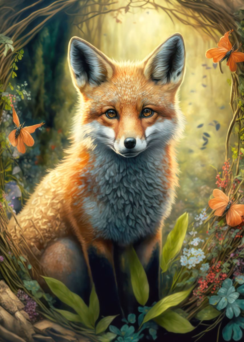 'Beautiful red fox' Poster, picture, metal print, paint by Dolphins ...
