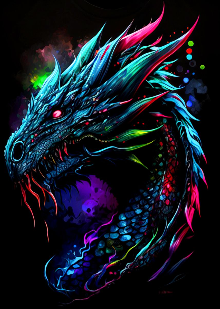 'Dragon' Poster, picture, metal print, paint by Anie Nesta | Displate