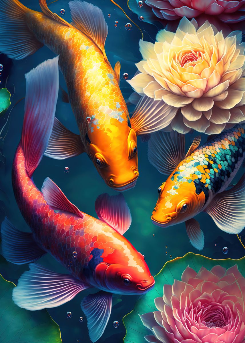 'koi fish ' Poster by Elysia | Displate