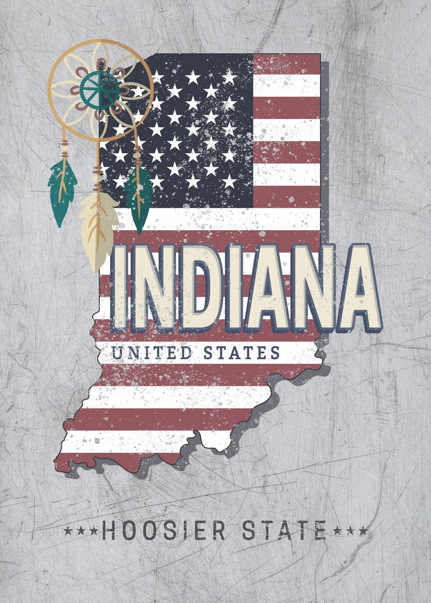 'Indiana United States USA' Poster, picture, metal print, paint by Nils ...
