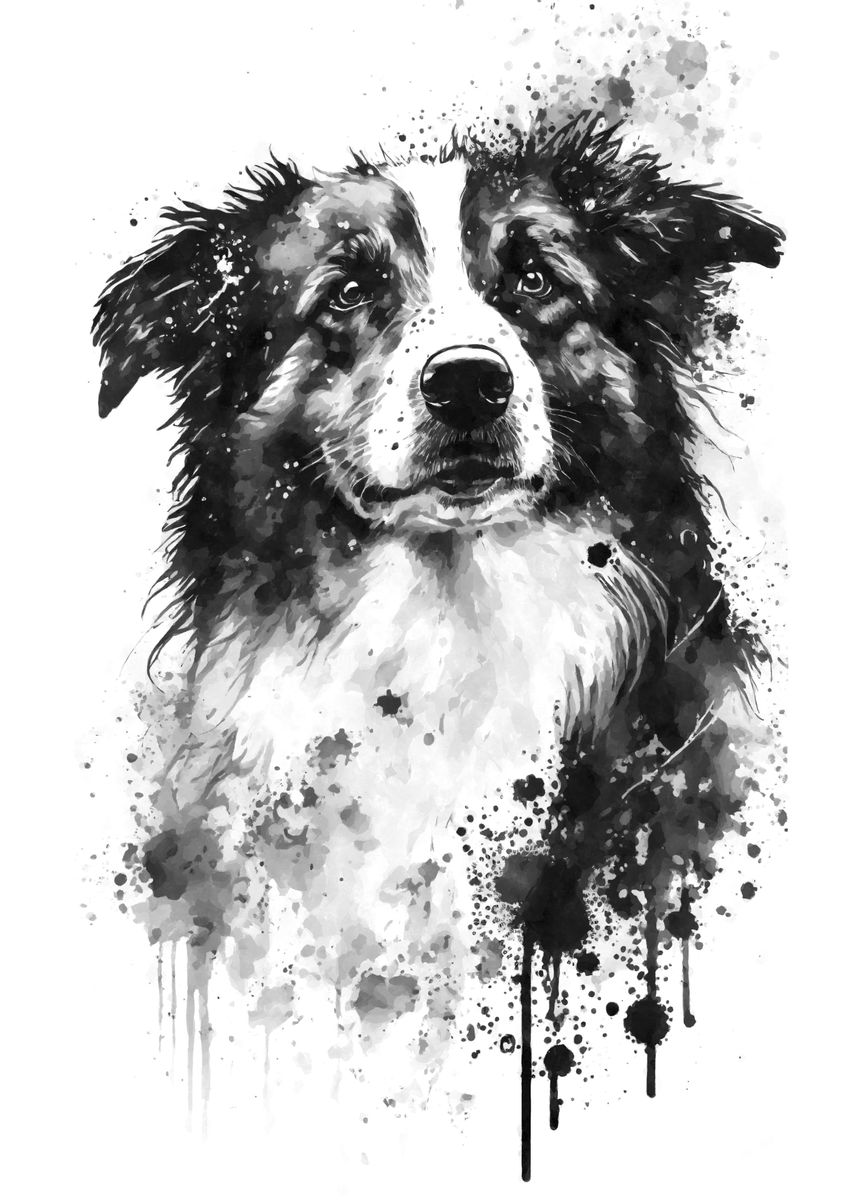 'Australian Shepherd Ink' Poster, picture, metal print, paint by Masaki ...