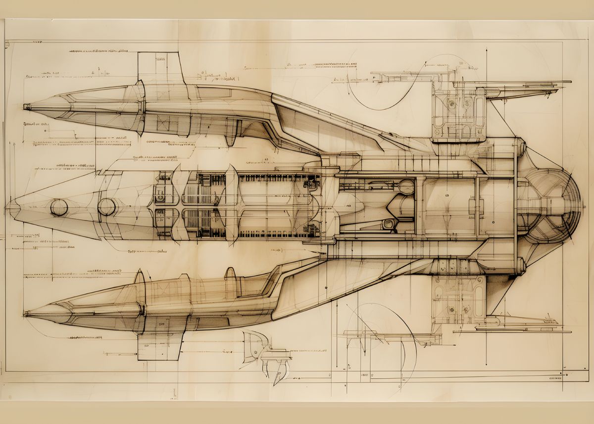 'Alien spaceship schematic' Poster by Piat Armstrong | Displate
