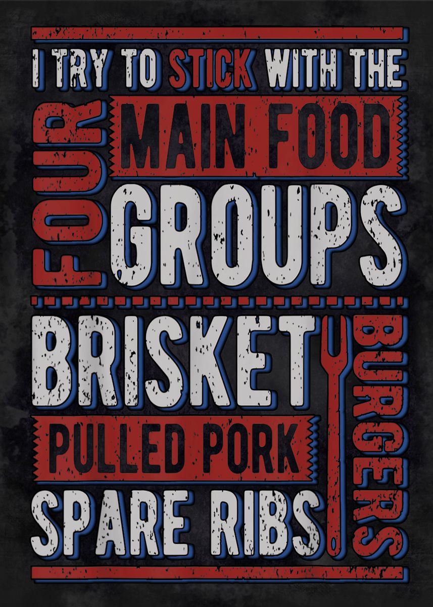 'BBQ And Smoked Meat Lovers' Poster, picture, metal print, paint by ...