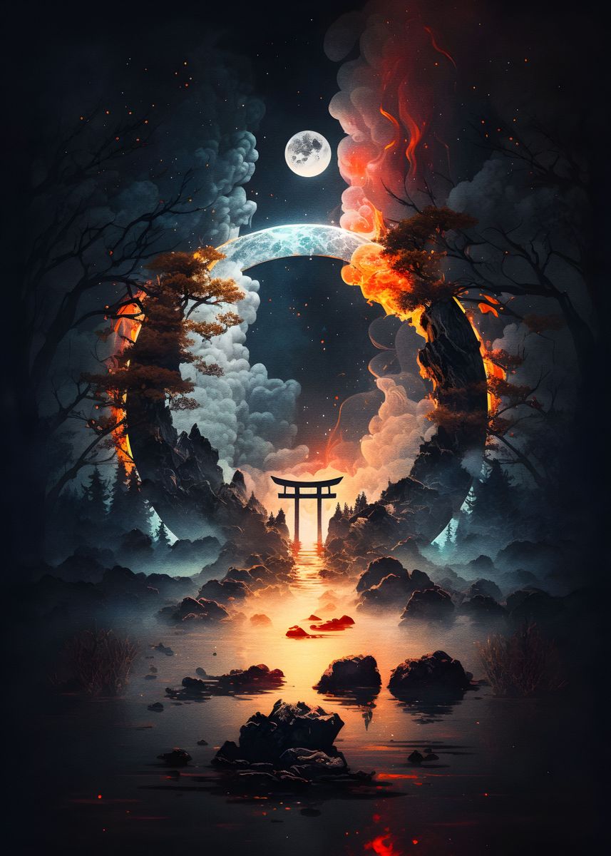 'Magic portal at Torii gate' Poster, picture, metal print, paint by ...