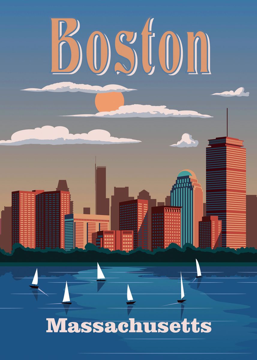 'Boston City Massachusetts' Poster, picture, metal print, paint by gani ...