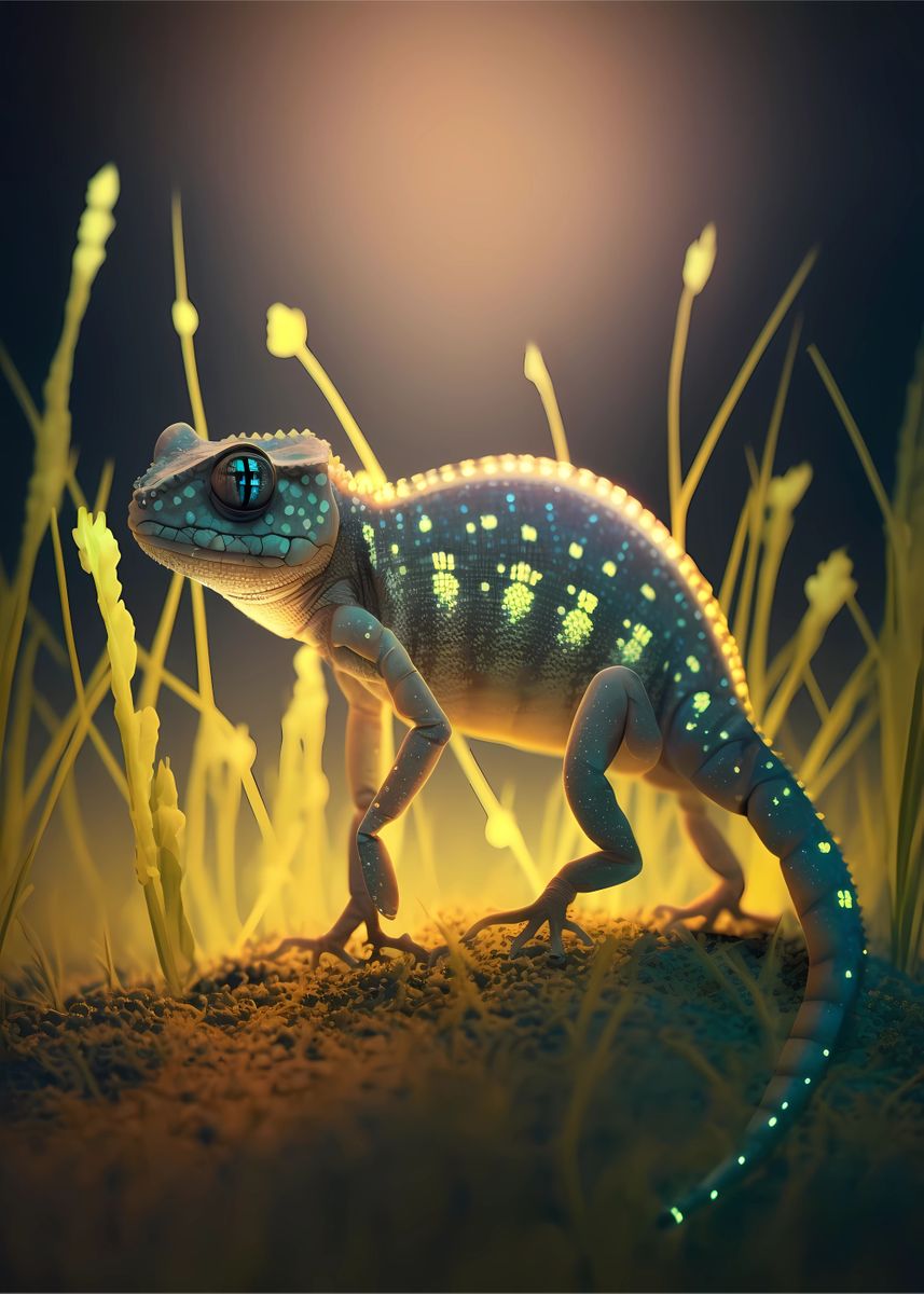 'Chameleon Whimsical' Poster, picture, metal print, paint by Adam Decor ...