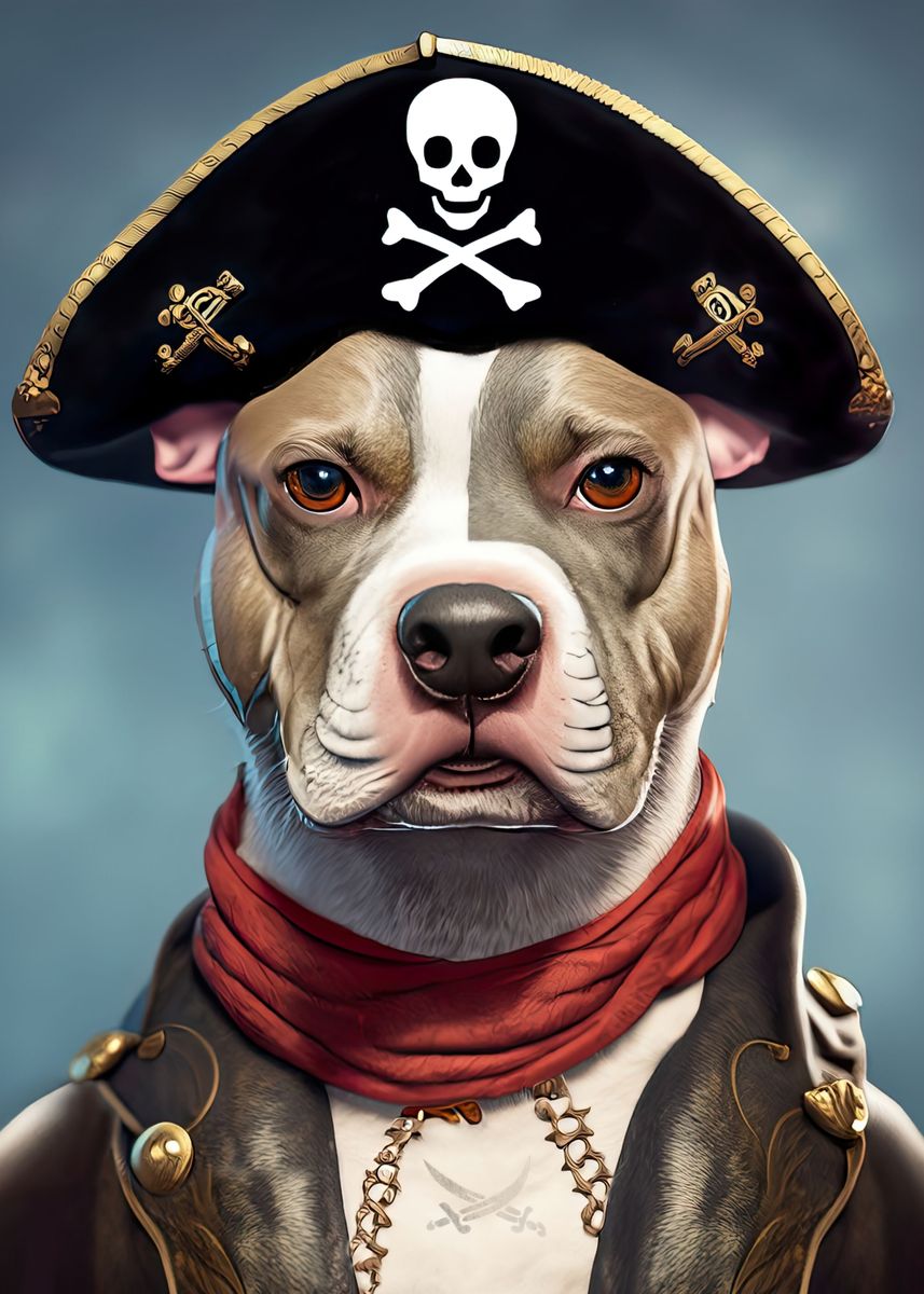 'Pirate Pit Bull' Poster, picture, metal print, paint by Haru Udu ...