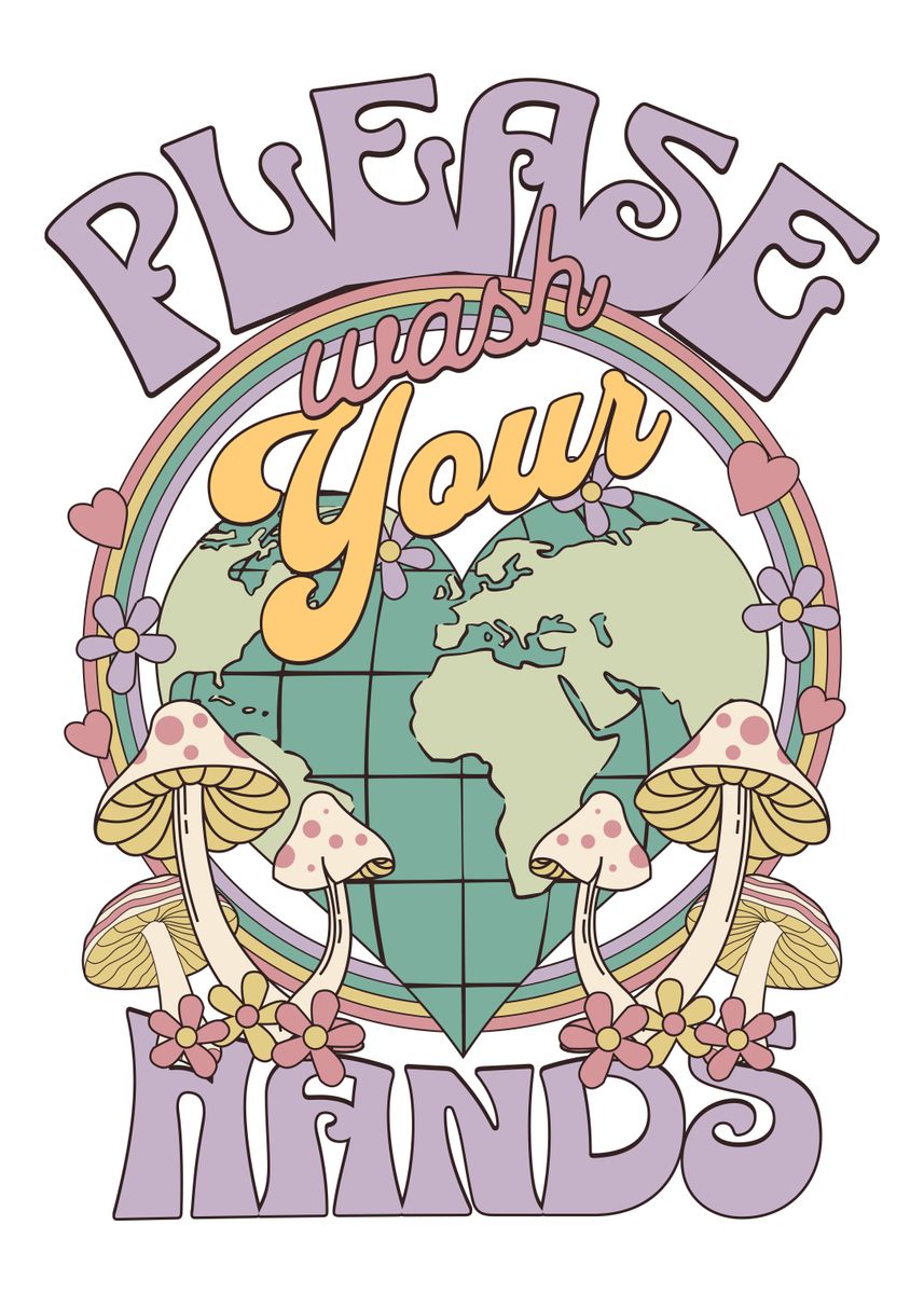 'PLEASE WASH YOUR HANDS 60s' Poster, picture, metal print, paint by ...