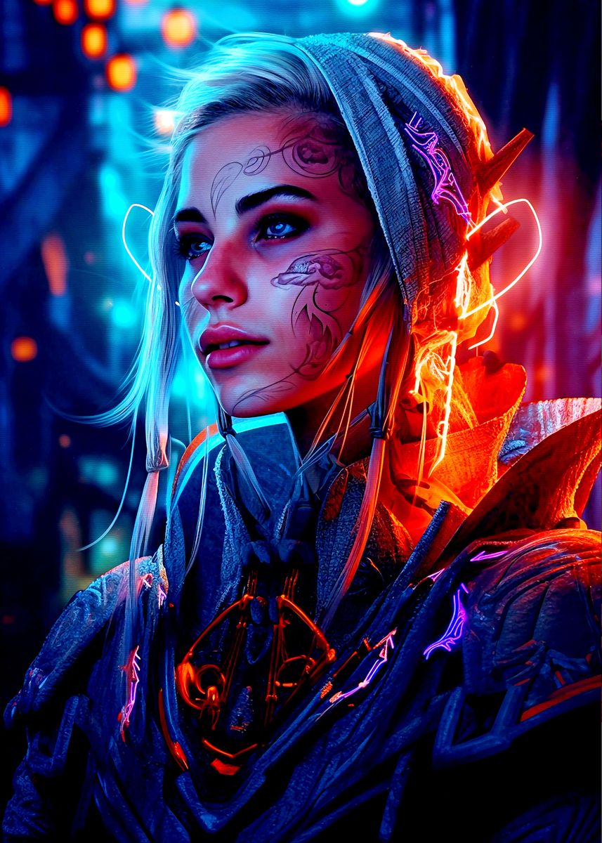 'Cyberpunk Girl' Poster, picture, metal print, paint by Anteli Hiro ...