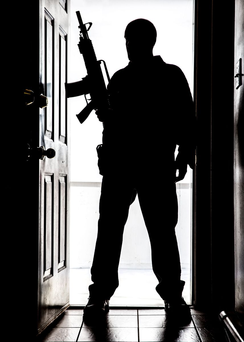 'Intruder with Shotgun' Poster, picture, metal print, paint by Bruce ...