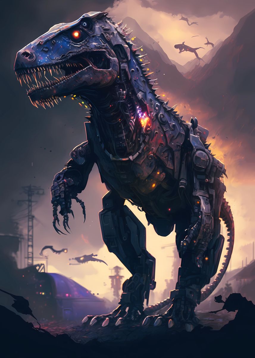 'TRex Magic' Poster, picture, metal print, paint by Amely Home | Displate