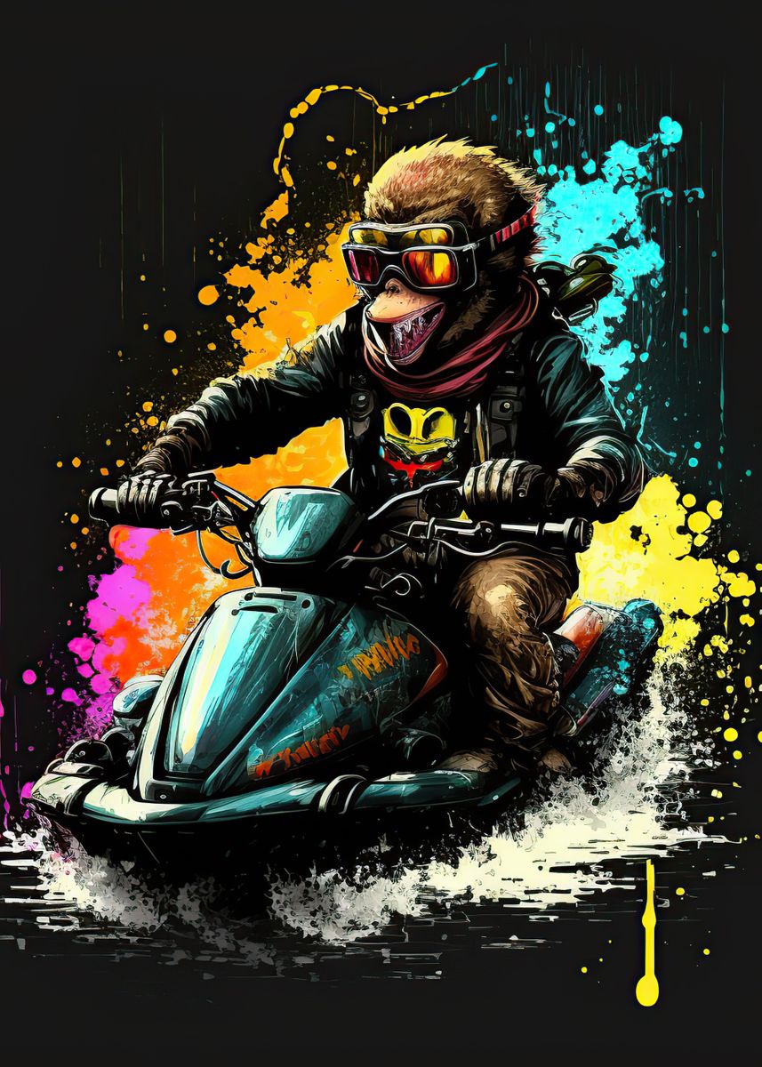 'Jetski ' Poster, picture, metal print, paint by Childs Space | Displate